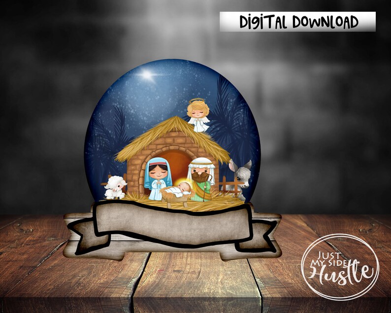 Nativity With Oval Ribbon Banner Sublimation Designs Png Oval - Etsy