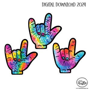 ASL I Love You Hand Png Sublimation Designs Tie Dye ASL Sign Language ...