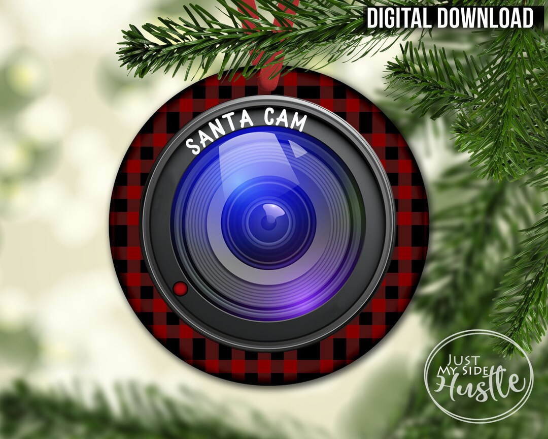 Santa Cam Ornament Sublimation Designs Template- Santa is Watching Xmas ...