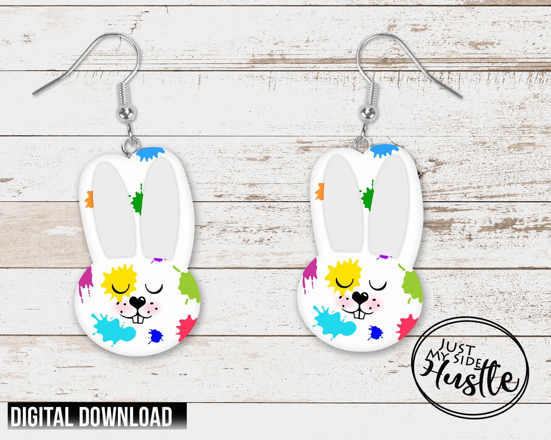 Colorful Peep Bunny Template Png - Paint Splatter Easter Rabbit ...