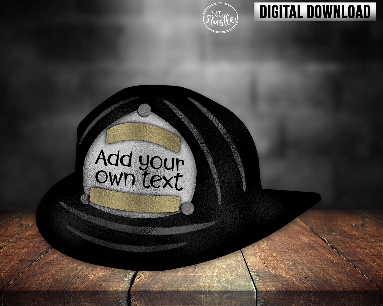 Firefighter Helmet Png Black Silver and Gold Firefighters Hat | Etsy