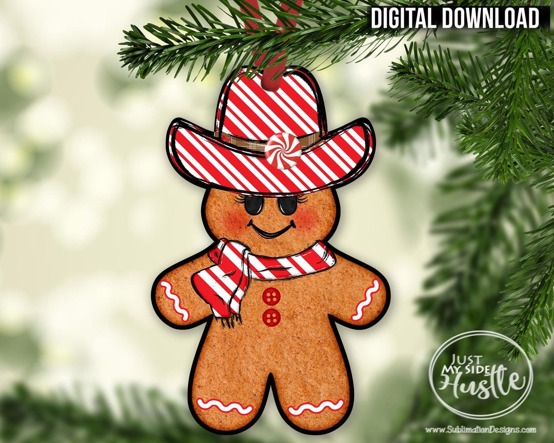 Gingerbread With Cowboy Hat Png Sublimation Designs - Christmas ...