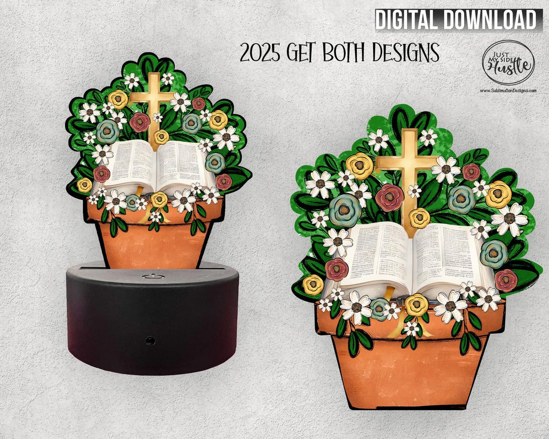 Word of God Flower Pot PNG- Holy Bible With Cross Flower Pot ...