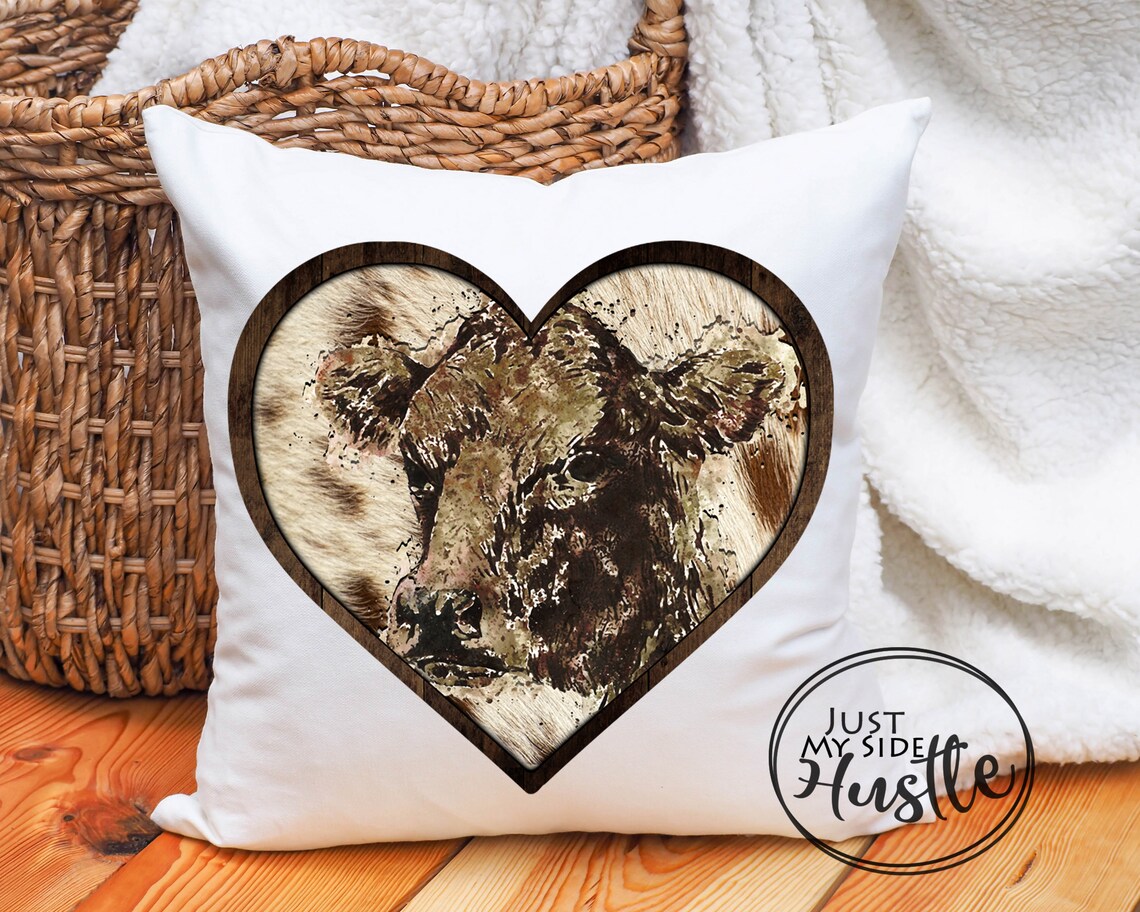 Cow Lover Png Cowhide Heart Blank Template Sublimation - Etsy