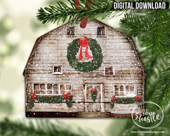 Winter Farmhouse Barn Sublimation Designs Template Holiday - Etsy