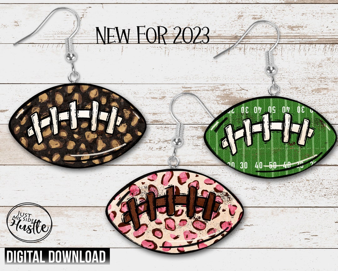 Drawn Football Png Earring Template Touchdown Season - Etsy