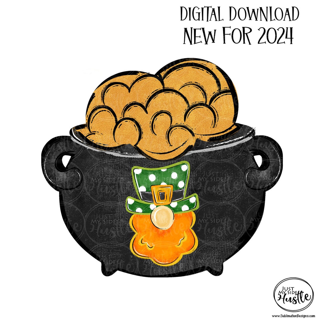St Patrick's Day Leprechaun Pot of Gold Png-luck of the Irish Shamrock ...