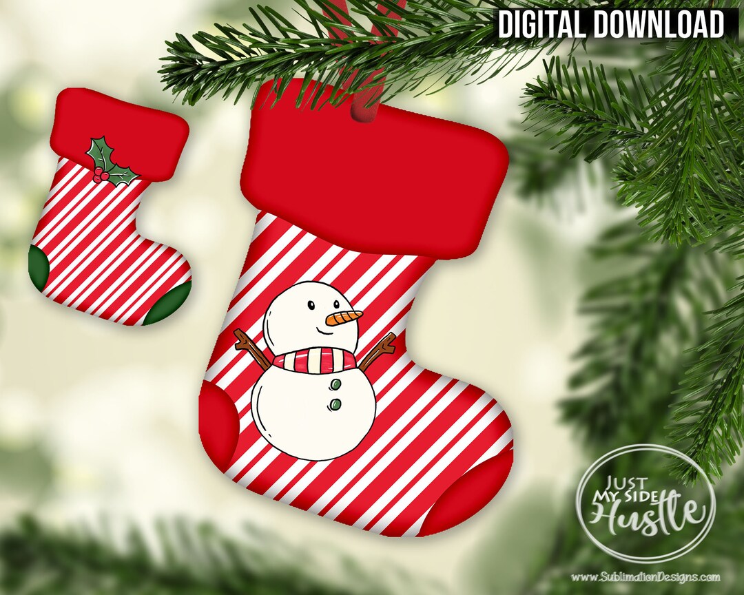 Snowman Stocking Png- Xmas Holly Stocking Sublimation Graphics ...