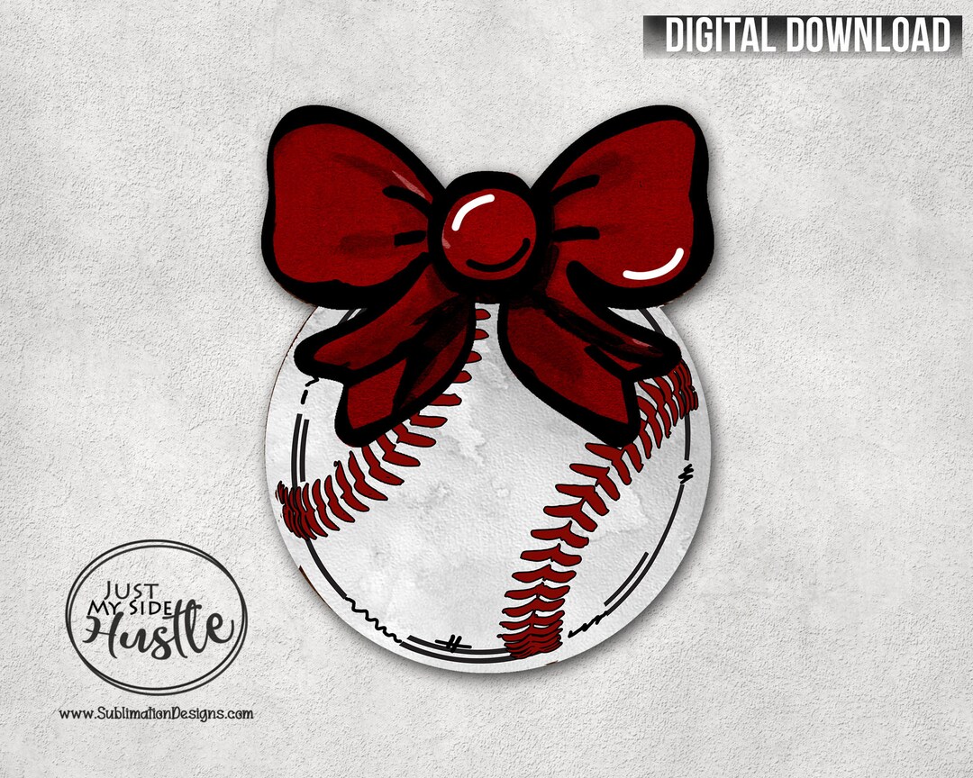 Rustic Baseball Bow Png Sublimation Designs - Baseball Shape Drop ...