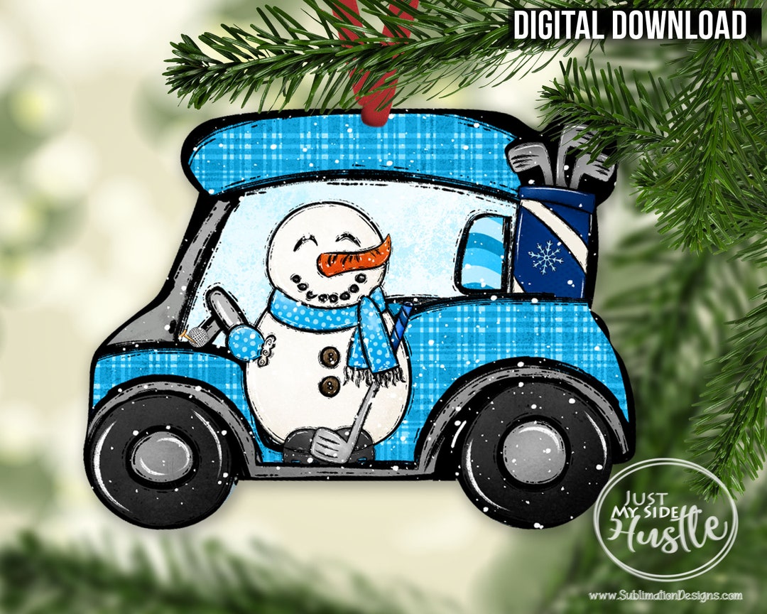 Snow Man in a Golf Cart Png Sublimation Designs - Cute Snowman Golfcart ...