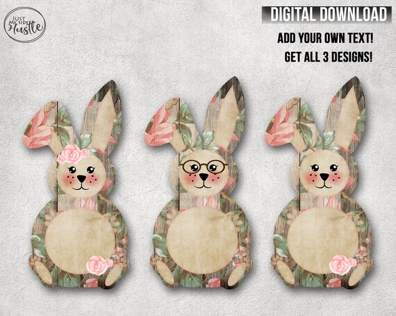 Wood Floral Bunny Png Cute Bunny Blank Template Sublimation | Etsy