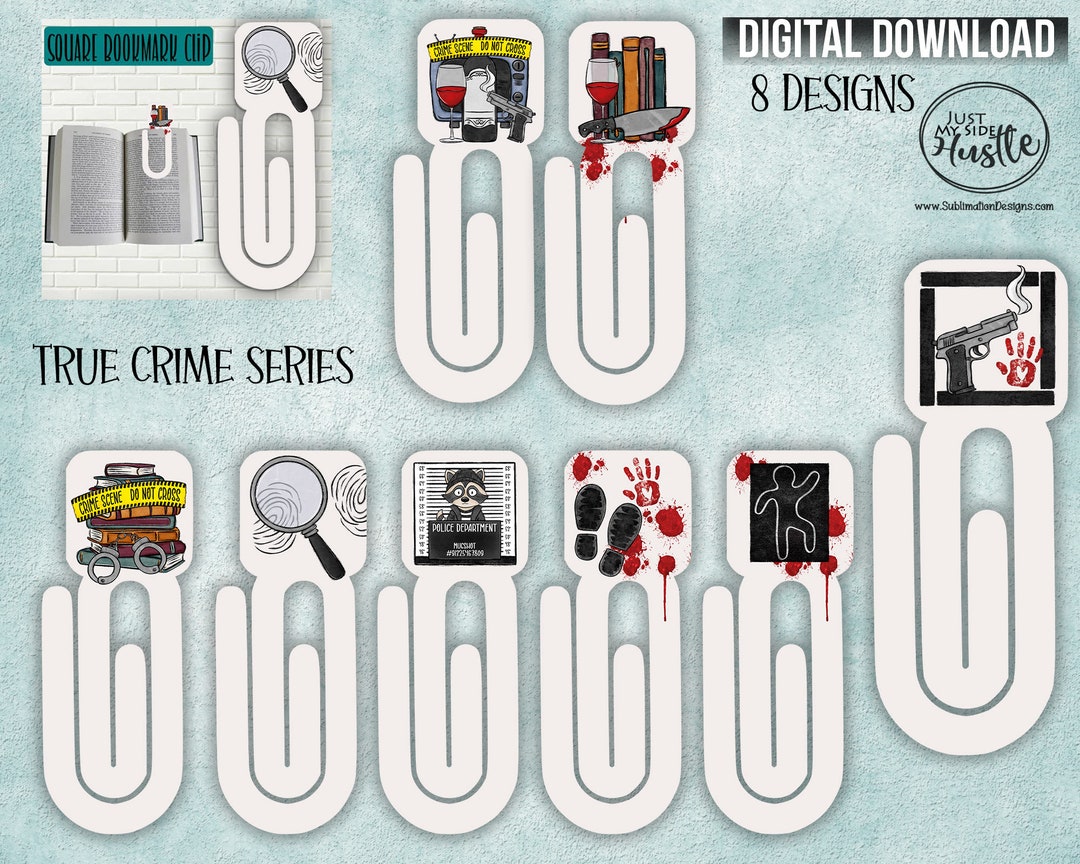 Square Bookmark True Crime Sublimation Designs PNG Instant Digital ...