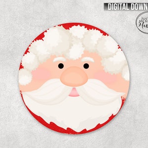 Round Santa Face Png Merry Christmas Ornament Sublimation Designs Wall ...