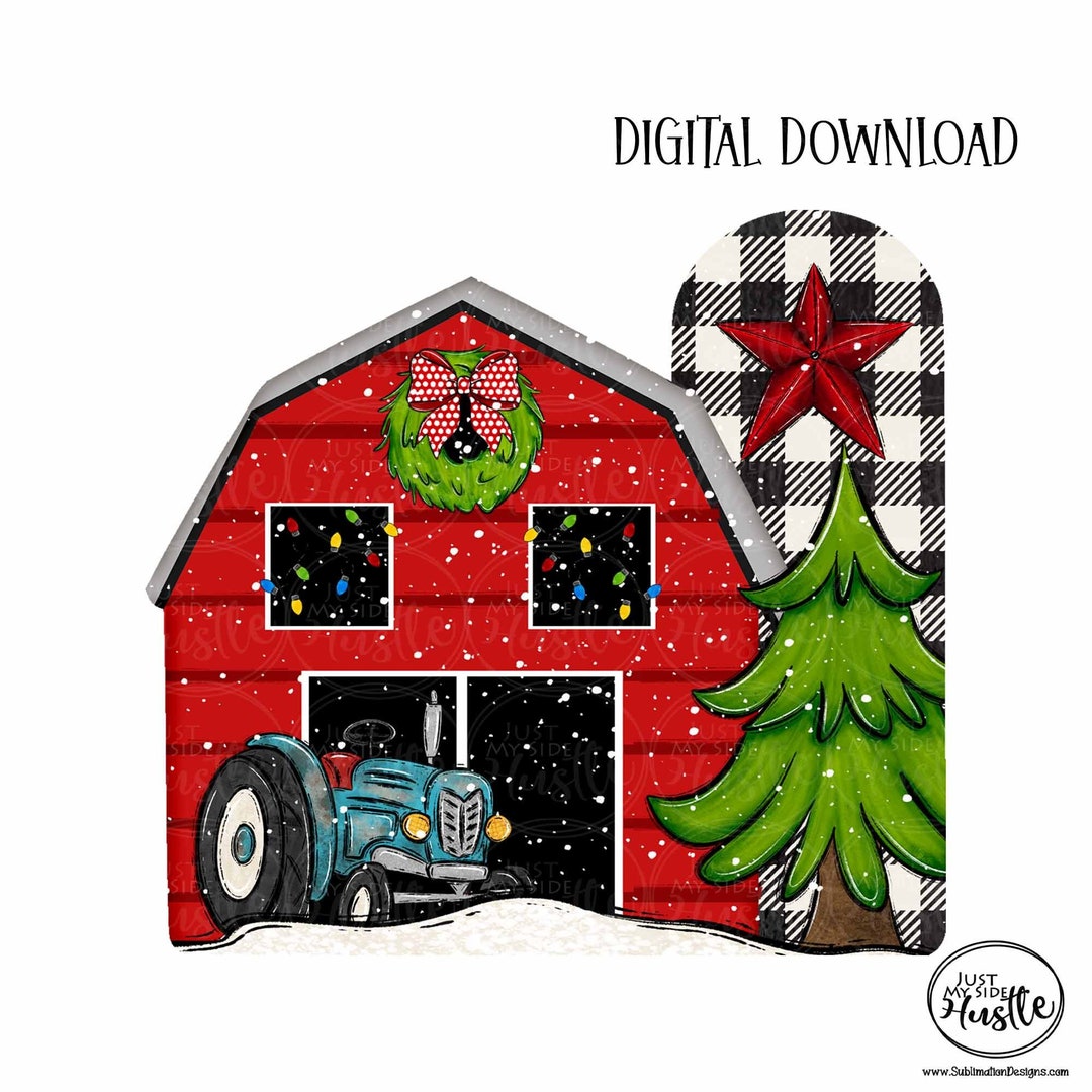 Christmas Barn With Silo Sublimation Designs Template- Holiday Barn ...