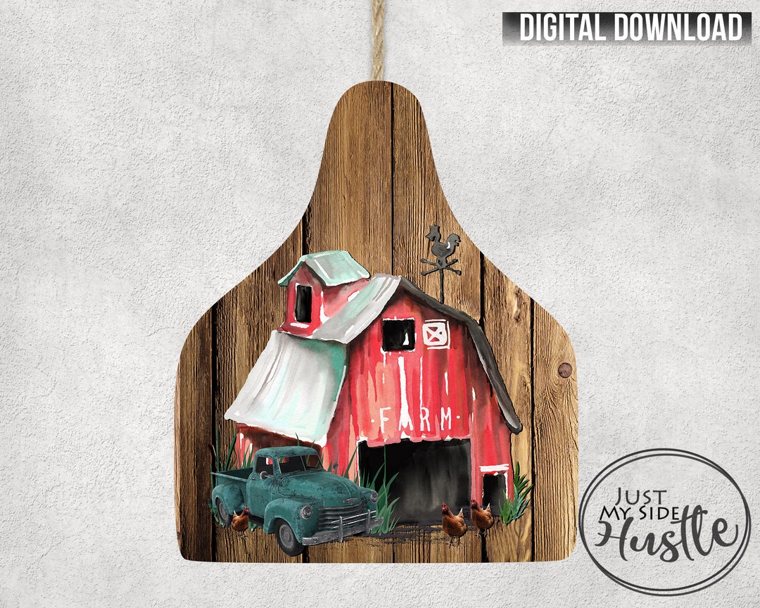 Farm Cow Tag Wall Hanging Template- Cattle Tag Sublimation Designs Png ...