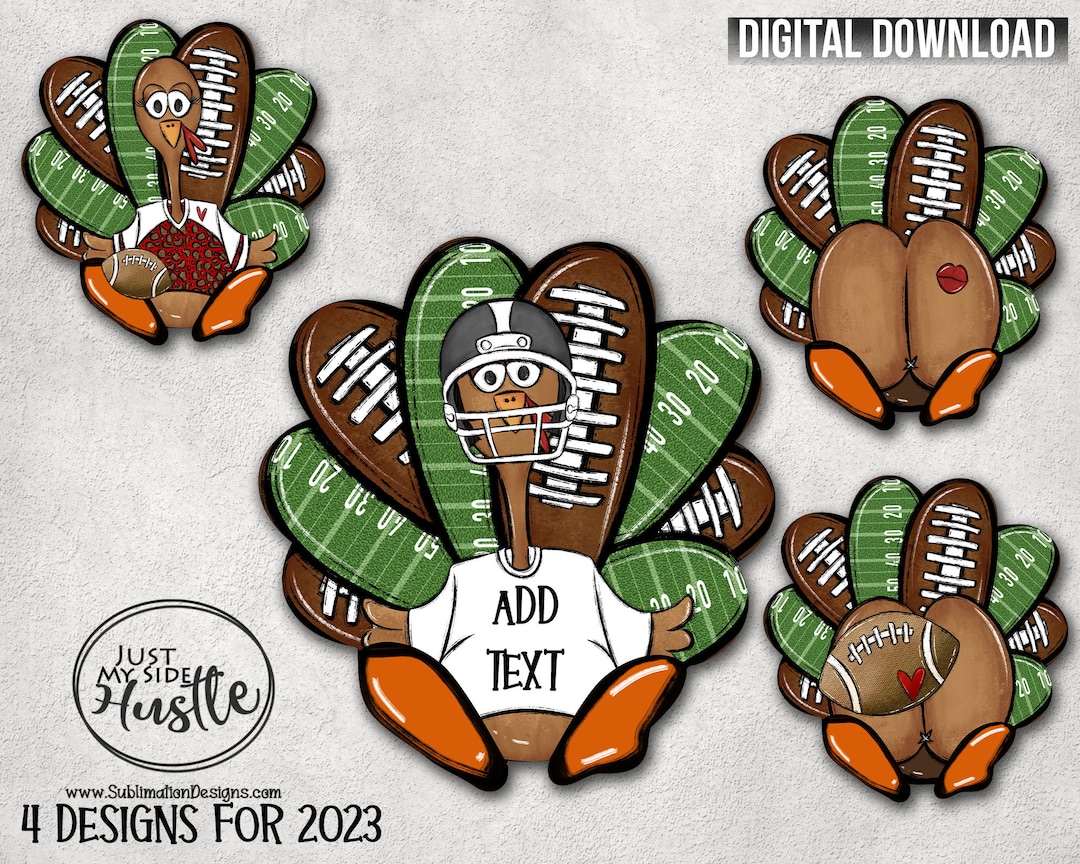 Hand Drawn Turkey and Football Earring Template- Turkey Butt Wreath ...