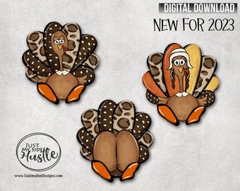Hand Drawn Turkey Earring Template- Football Turkey Wreath Template ...