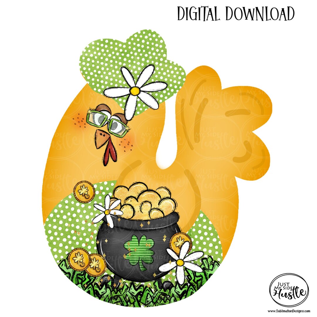 Shamrock Chicken Png - St Patricks Day Hen With Flowers and Hearts ...