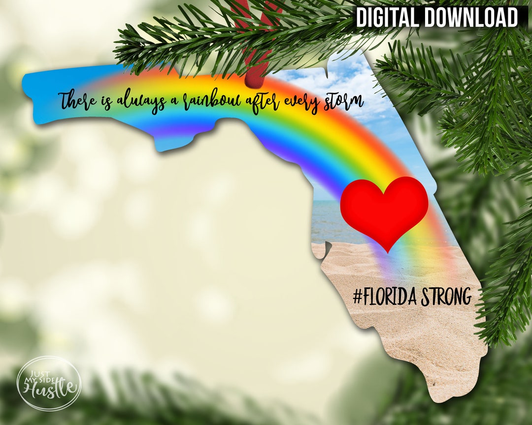 Florida Strong Beach Png Florida Shaped Sublimation Designs Rainbow ...