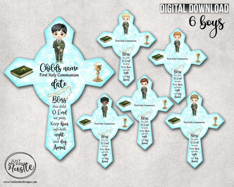 First Holy Communion Cross Png - Boy and Girl Bundle Sublimation ...