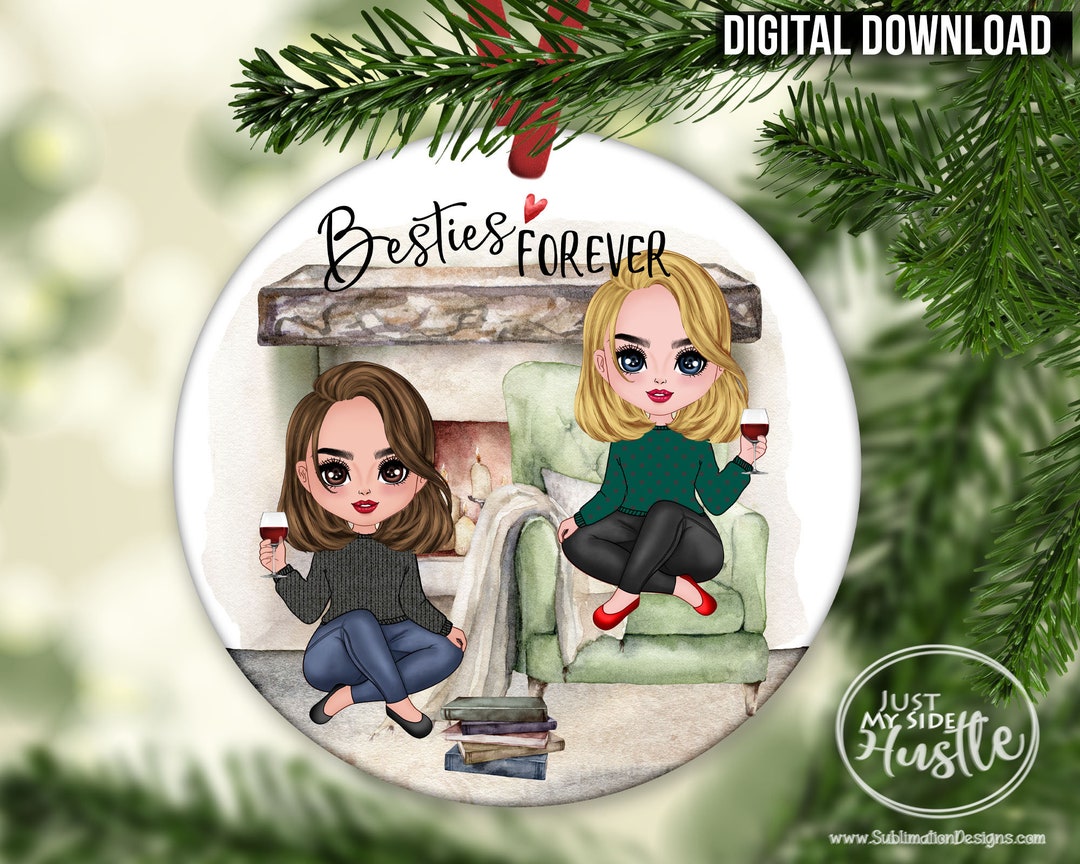 Besties Forever Round Ornament Sublimation Designs Template Best ...