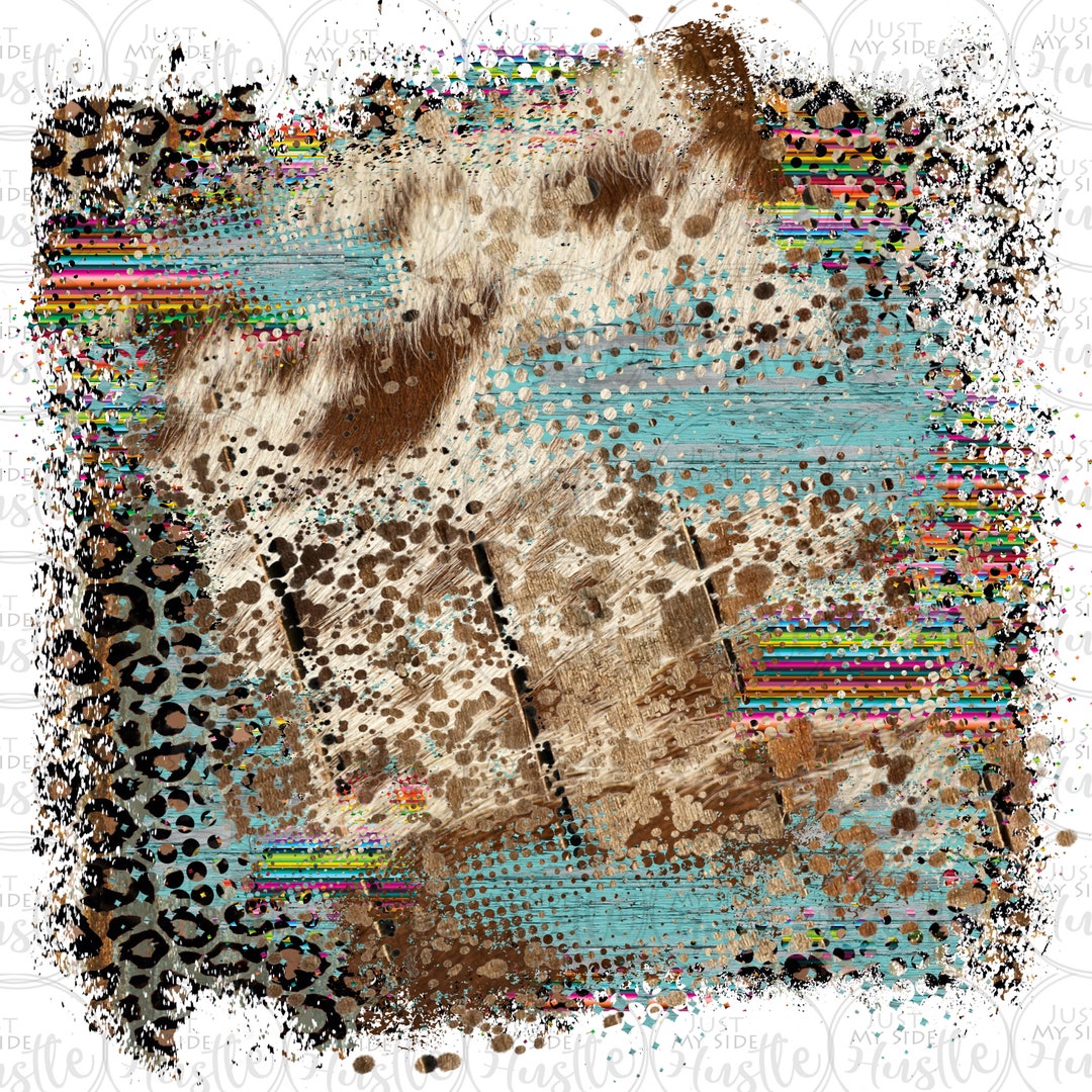 Distressed Leopard Cowhide Sublimation Designs Png - Shabby Rainbow ...