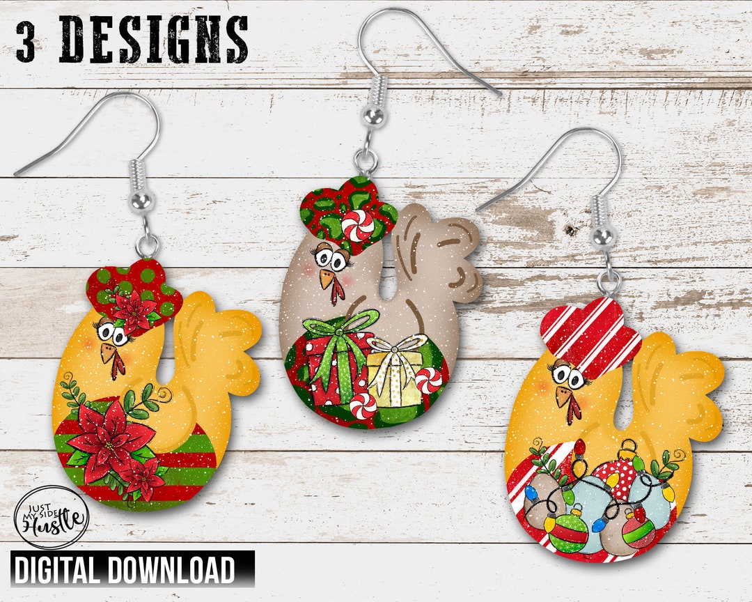 Christmas Chicken Png - Holiday Hen With Flowers Sublimation Designs ...