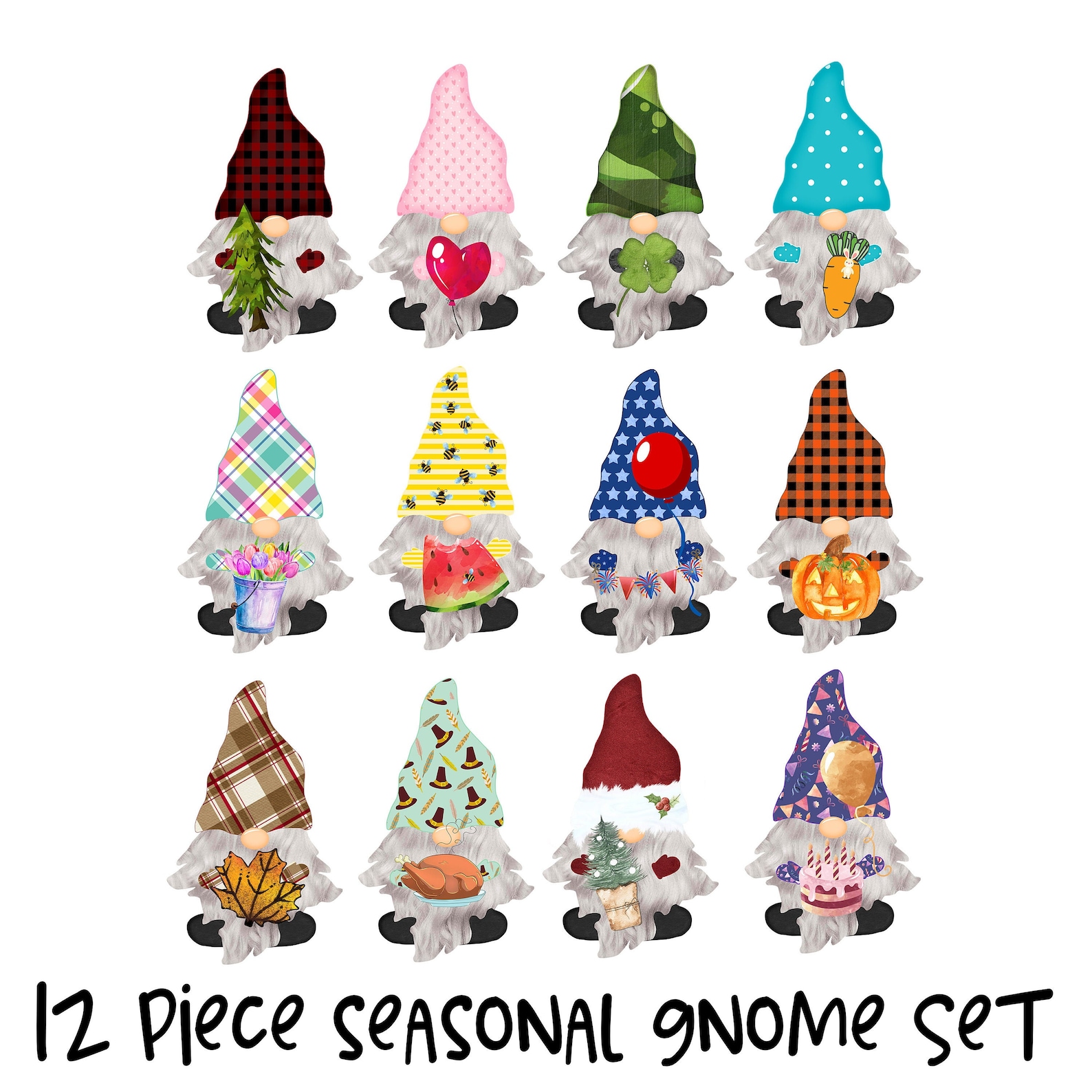 Seasonal Gnome Png Bundle Set Summer Gnome Template - Etsy