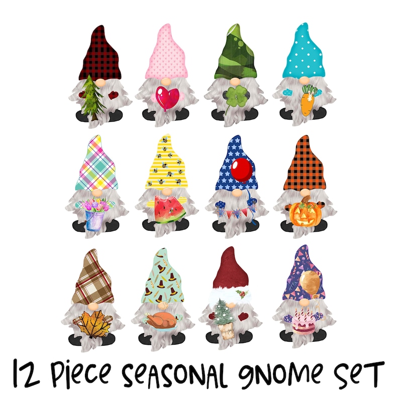 Seasonal Gnome Png Bundle Set Summer Gnome Template - Etsy