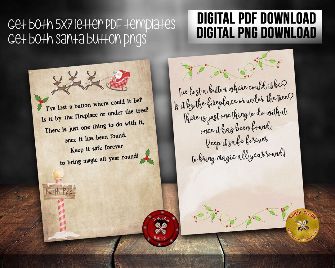 Lost Santa Claus Buttons and Letters Png Sublimation Template ...