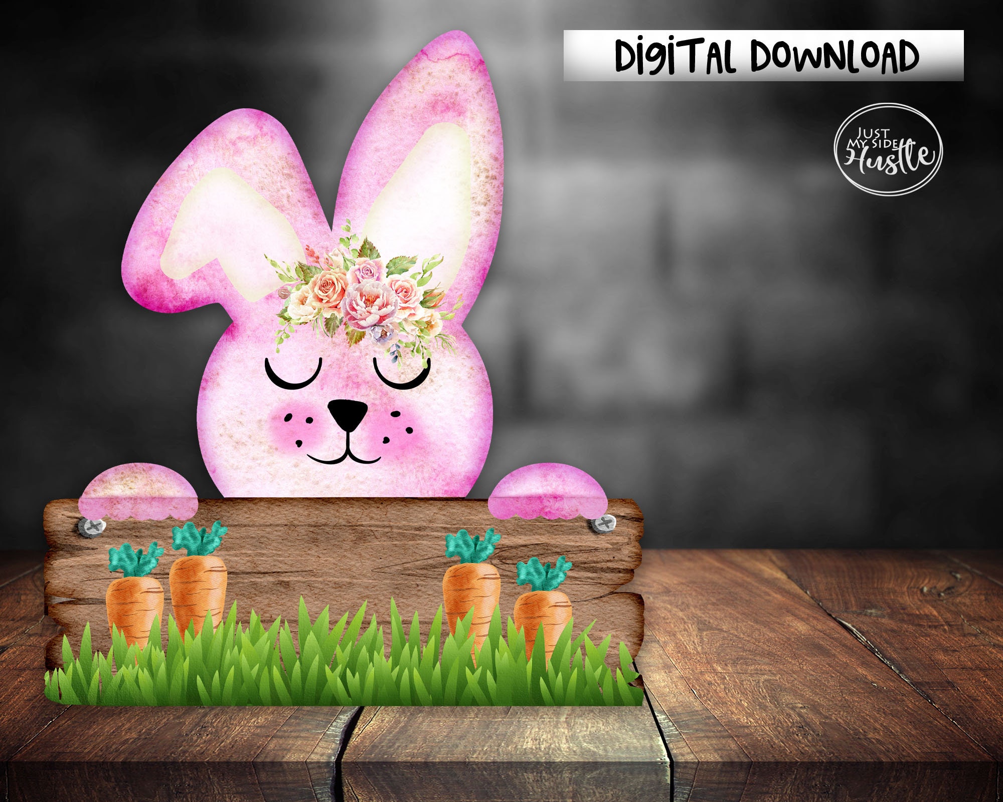 Bunny With Plank Png Cute Pink Bunny Blank Template | Etsy