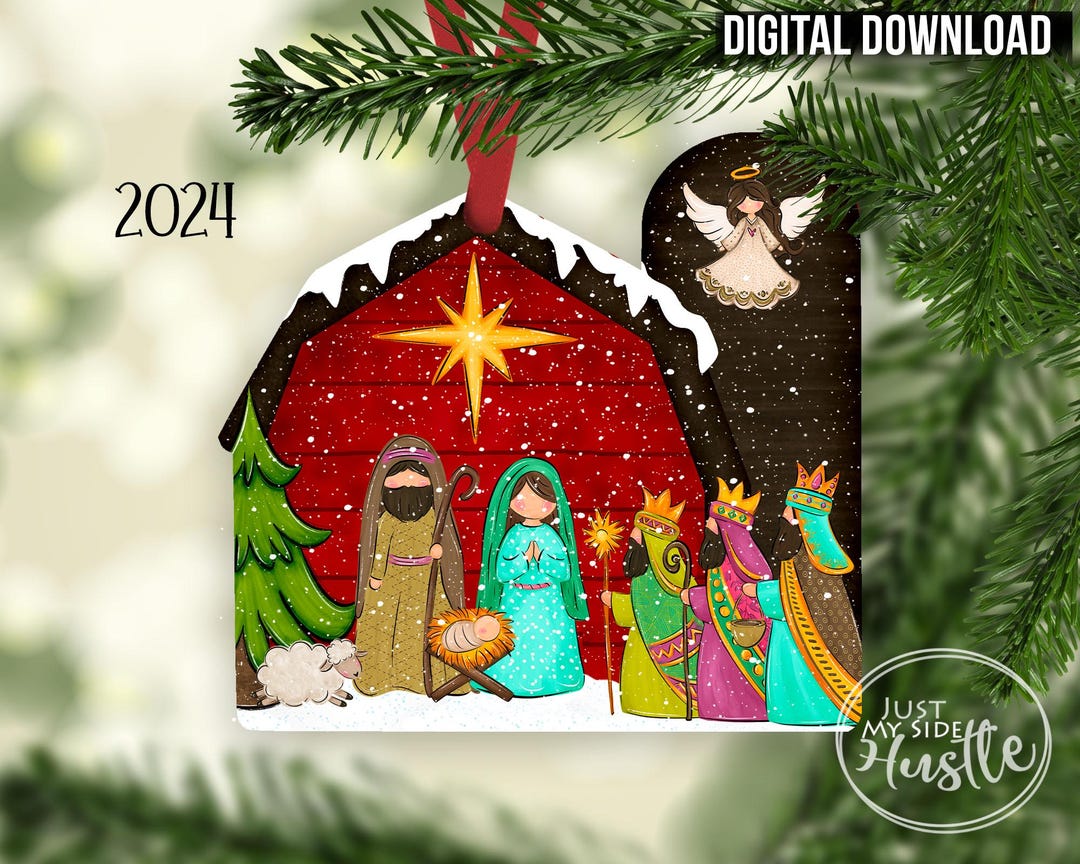 Christmas Barn With Silo and Nativity Sublimation Designs - Holiday ...