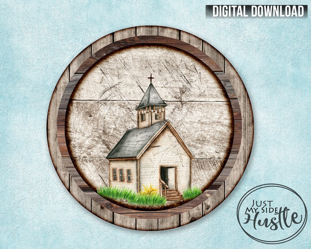Rustic Country Church Png - Round Shape With Church Sublimation Designs ...