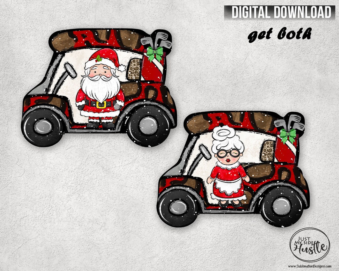 Santa Golf Cart Png Sublimation Designs - Cute Mrs Claus Golfcart ...