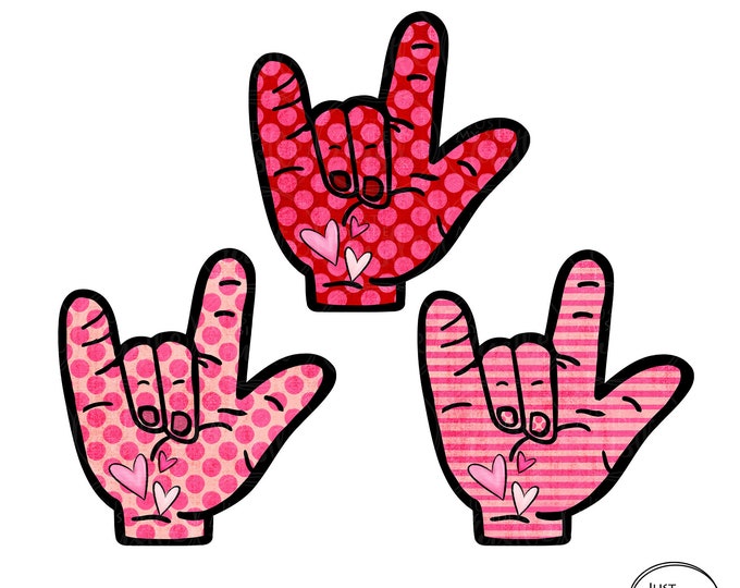 ASL I Love You Hand Png Sublimation Designs - Pink ASL Sign Language ...