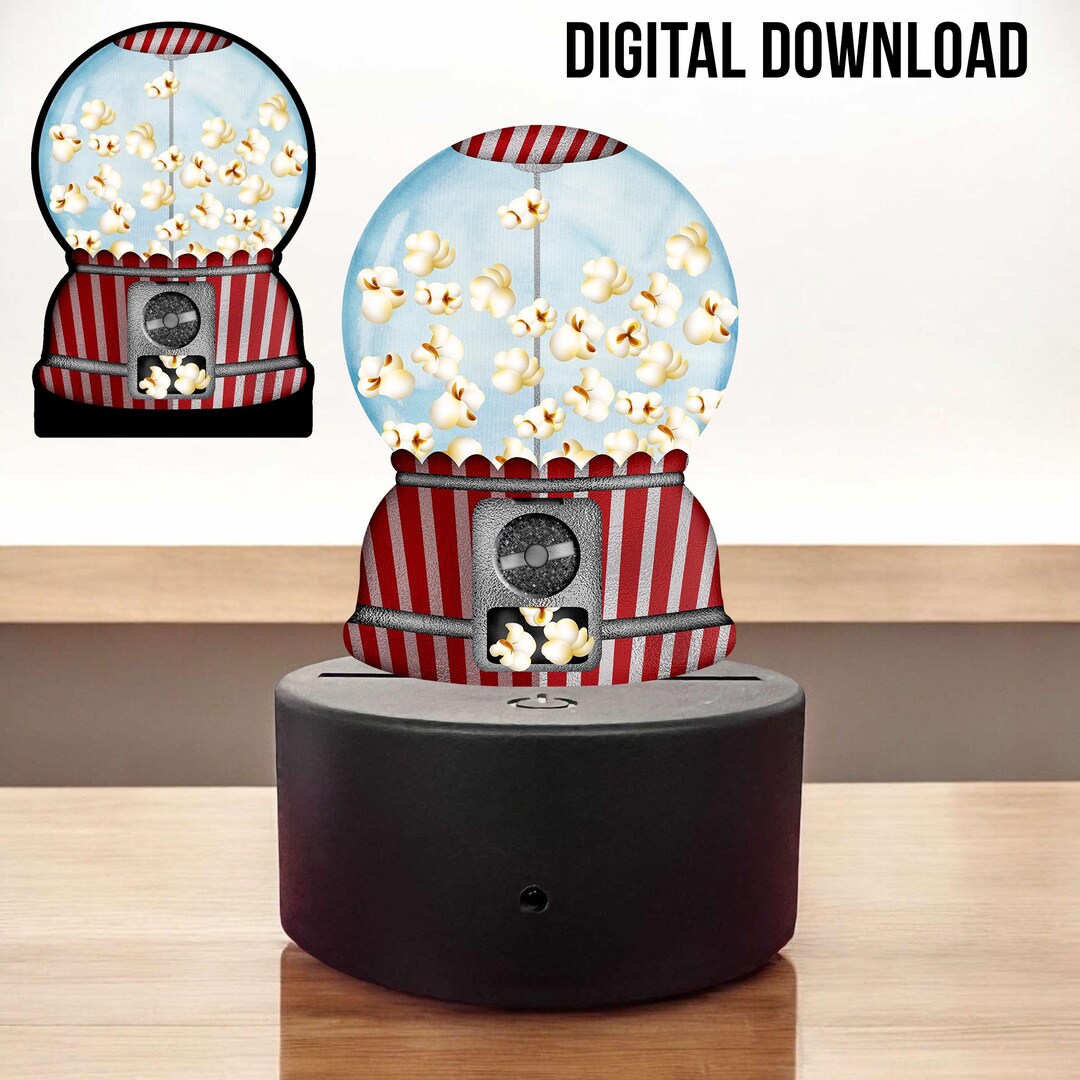 Movie Themed Popcorn Globe PNG Sublimation Designs for Light Base ...