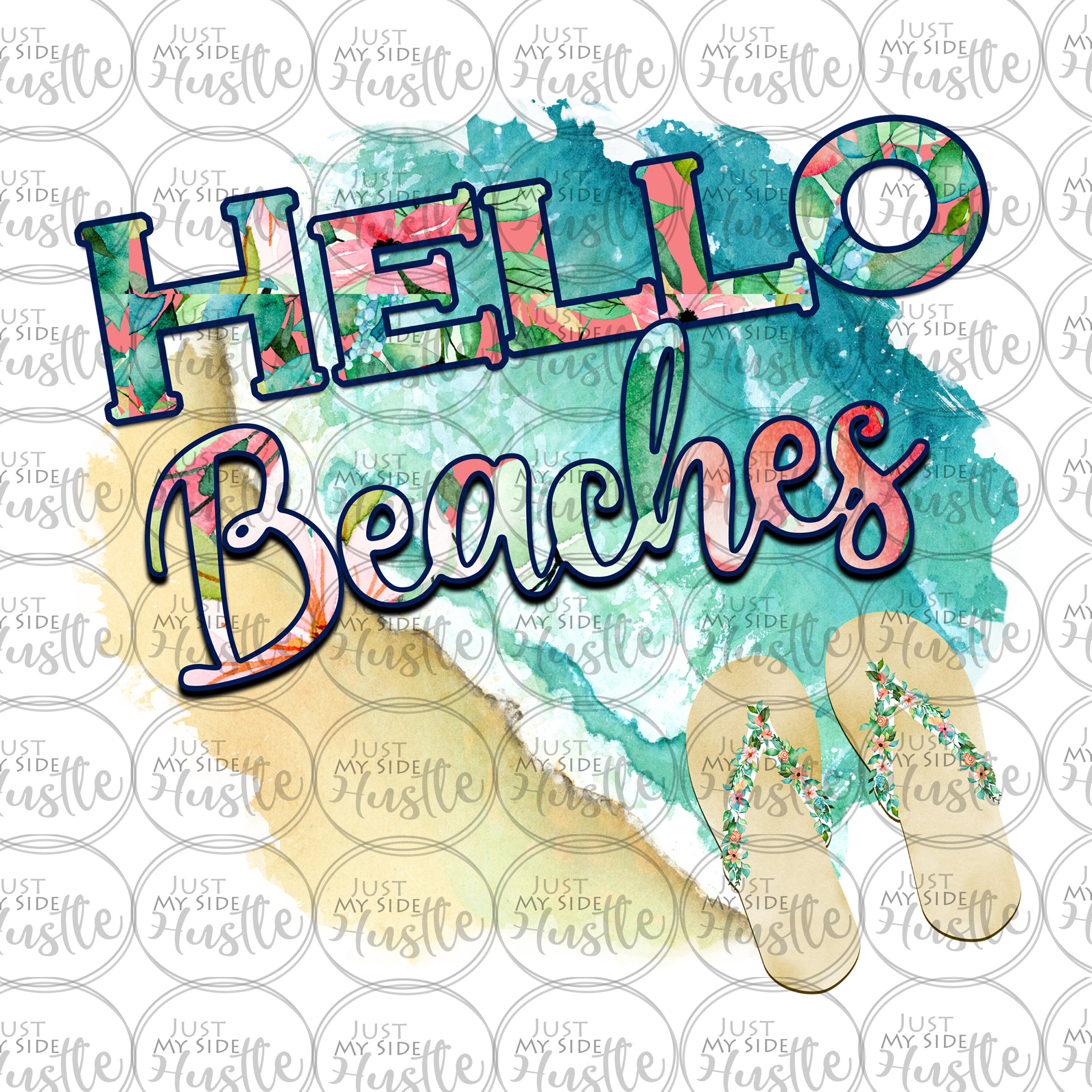 Hello Beaches Sublimation Design Summertime Beach PNG | Etsy