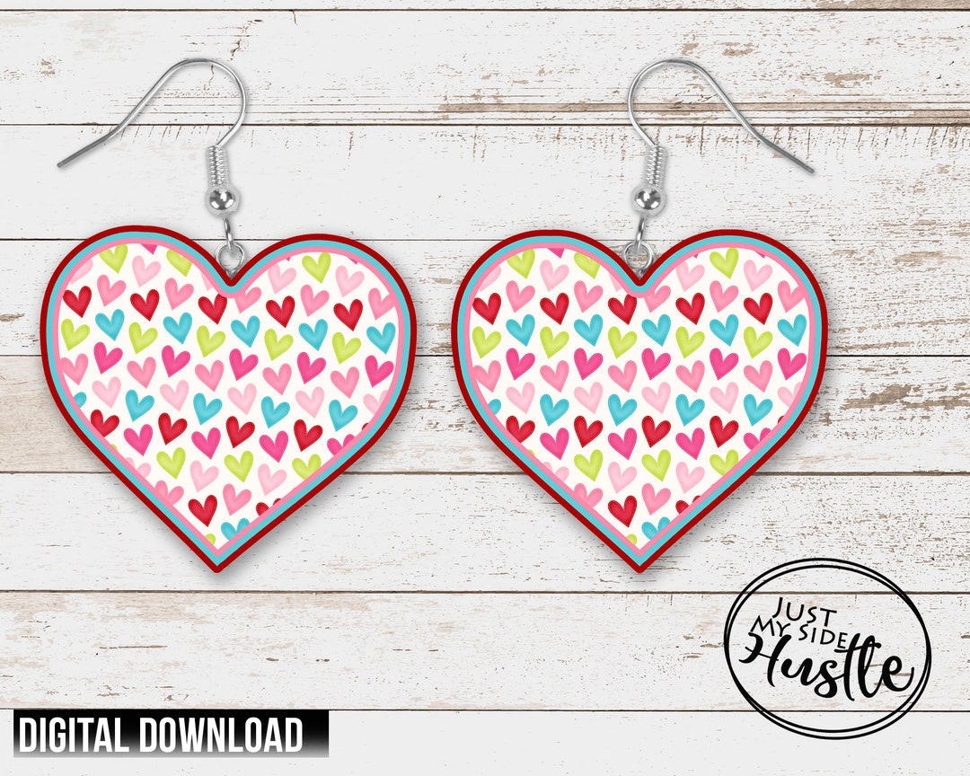 Heart Png - Colorful Hearts Blank Template Sublimation Designs ...