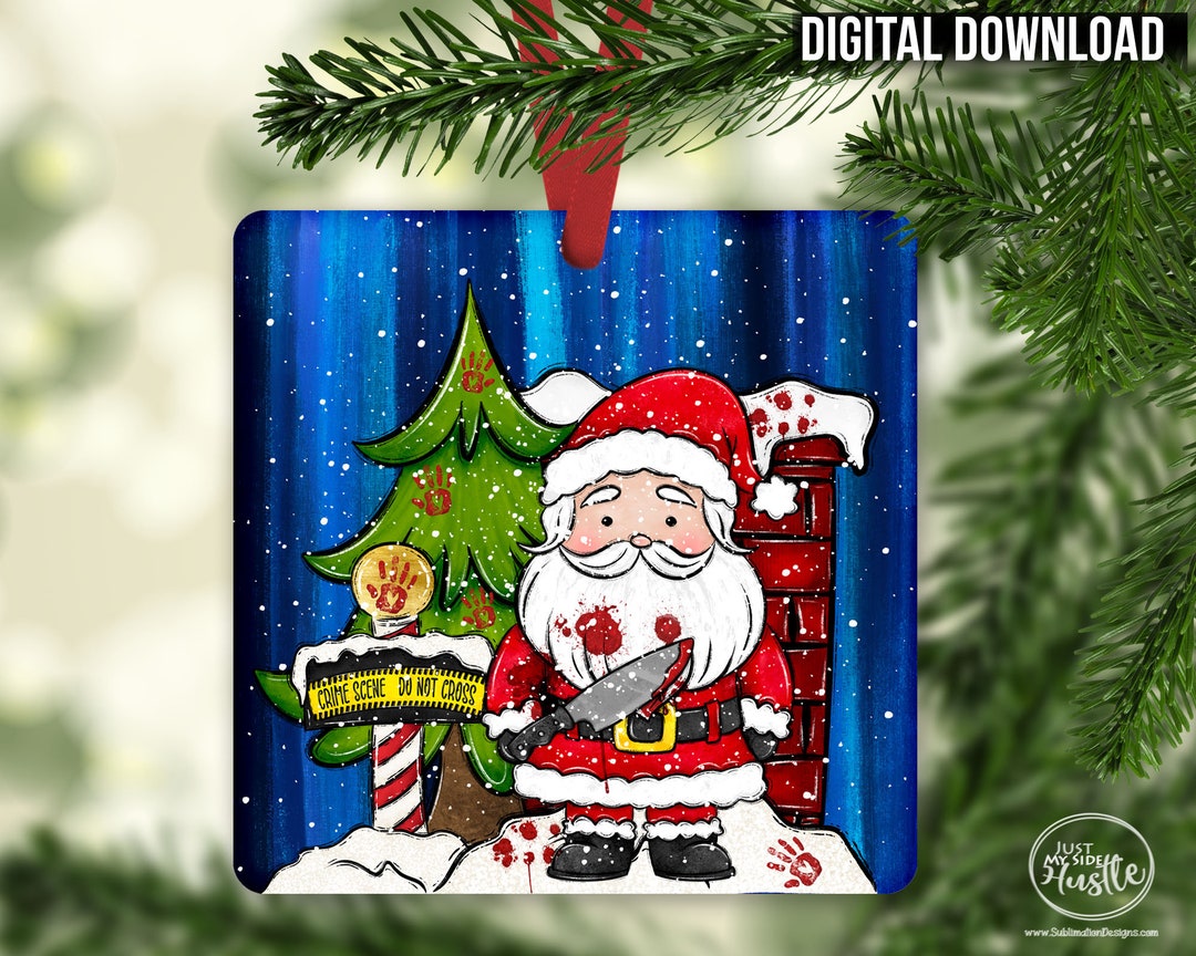 Crime Scene Santa Png Rounded Square Ornament- Christmas Crime ...