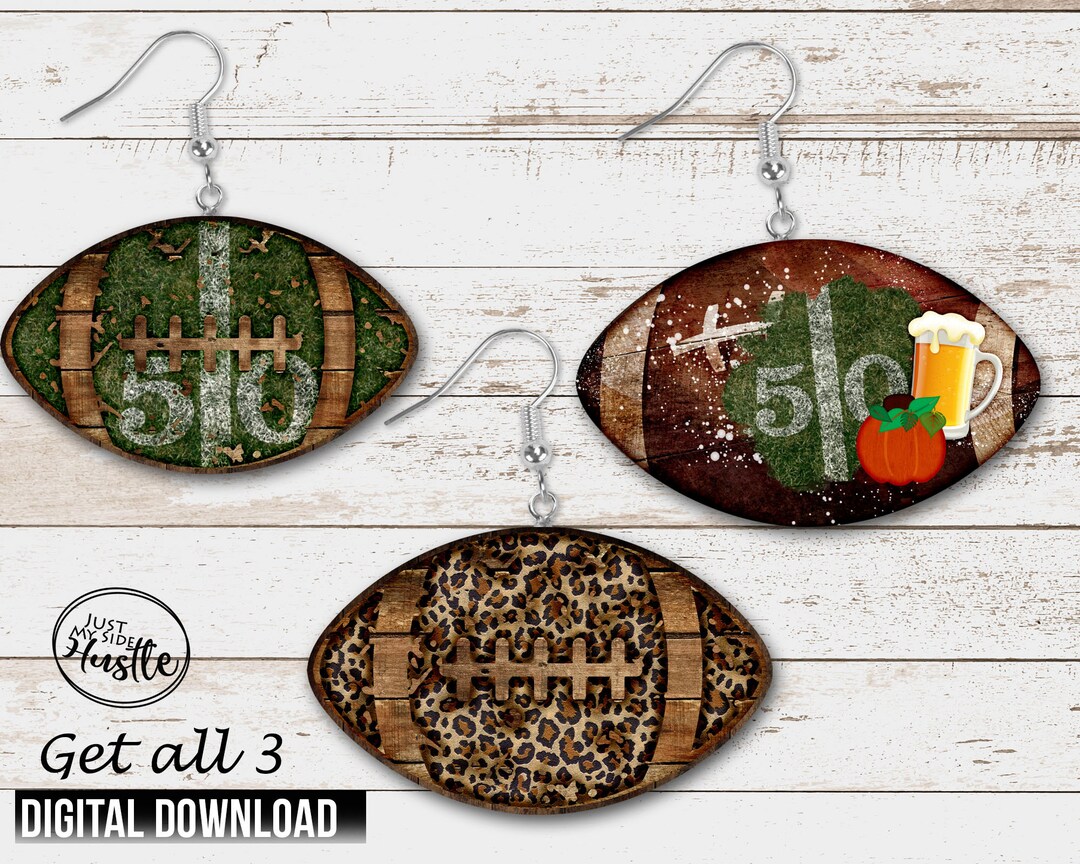 Football Trio Png Earring Template - Touchdown Season Sublimation ...