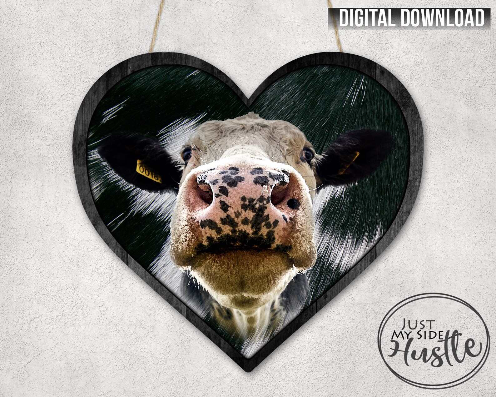 Cow Face Lover Png Angus Cowhide Heart Blank Template | Etsy