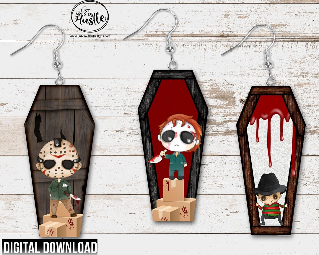 Horror Coffin Png Earring Template Spooky Coffin Door Hanger Template ...