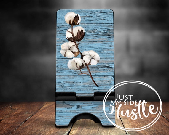 Country Cotton Blue Weathered Rustic Wood Phone Stand - Etsy