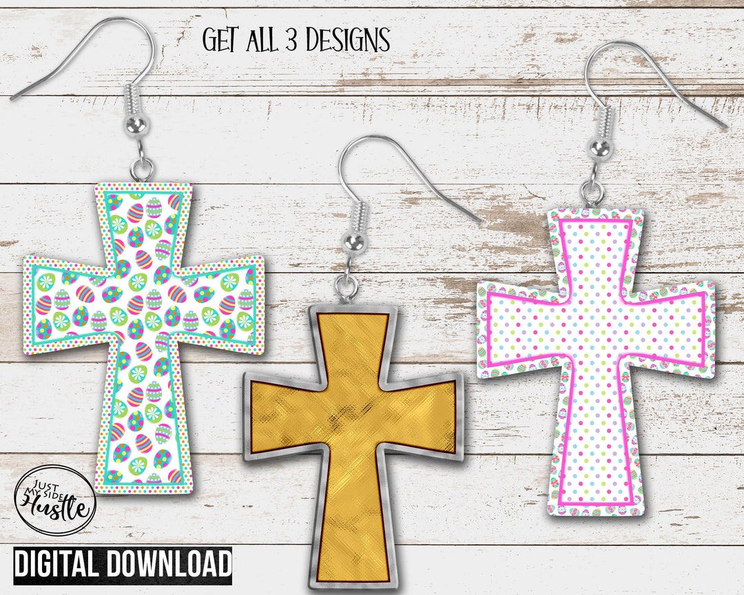 Easter Polka Dot Cross Png sublimation Designs Cross Instant Digital Download-cross Heart Wall ...