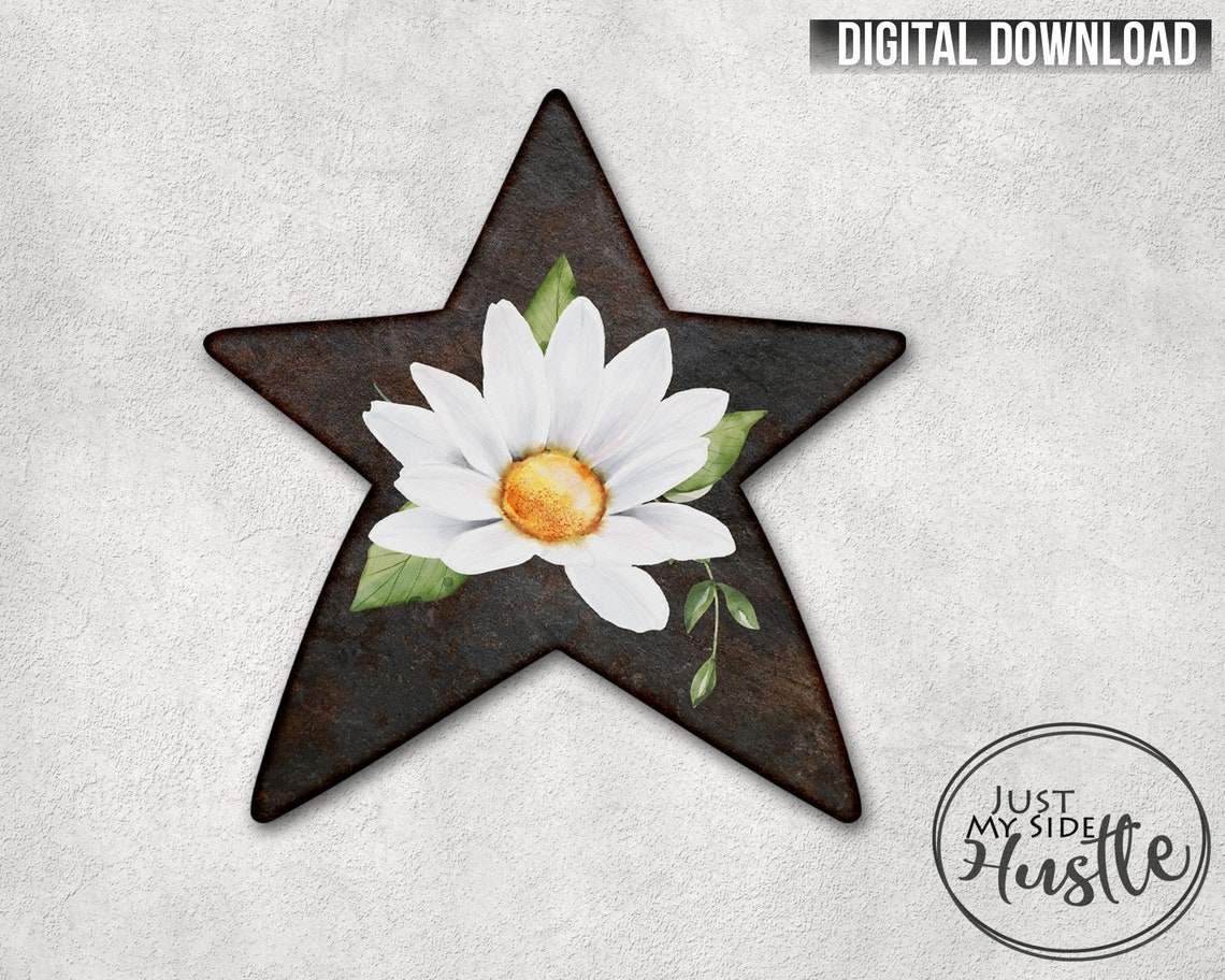 Rustic Daisy Star Png Farmhouse Star Sublimation Designs | Etsy