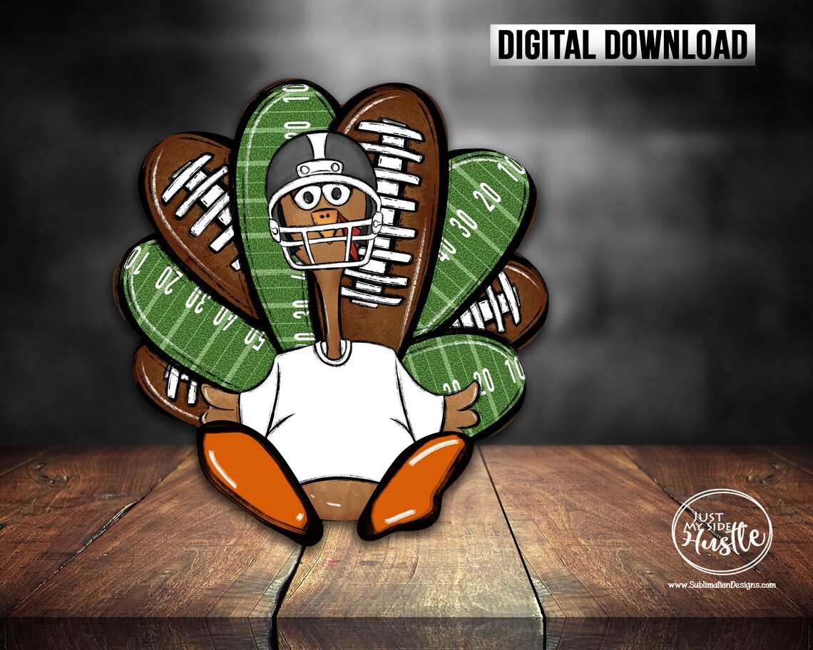 Hand Drawn Turkey Earring Template- Football Turkey Wreath Template ...