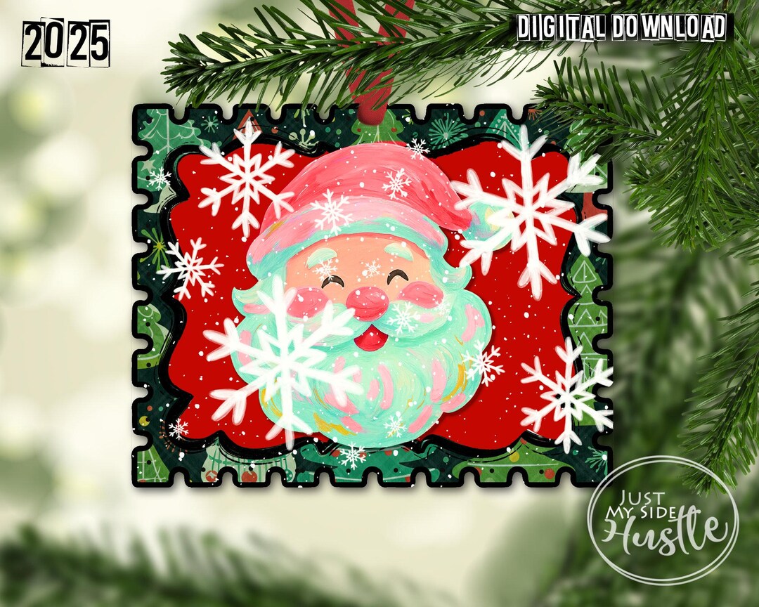 Santa Horizontal Stamp Png Sublimation Designs Instant Digital Download ...