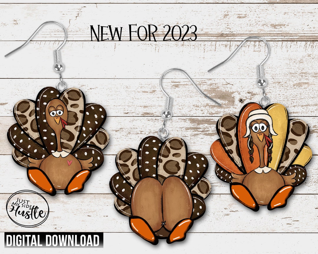 Hand Drawn Turkey Earring Template Turkey Butt Wreath Template ...