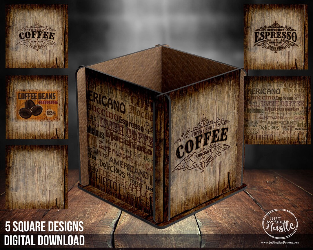 Coffee Centerpiece Box Png Template Vintage Wooden Coffee Box ...