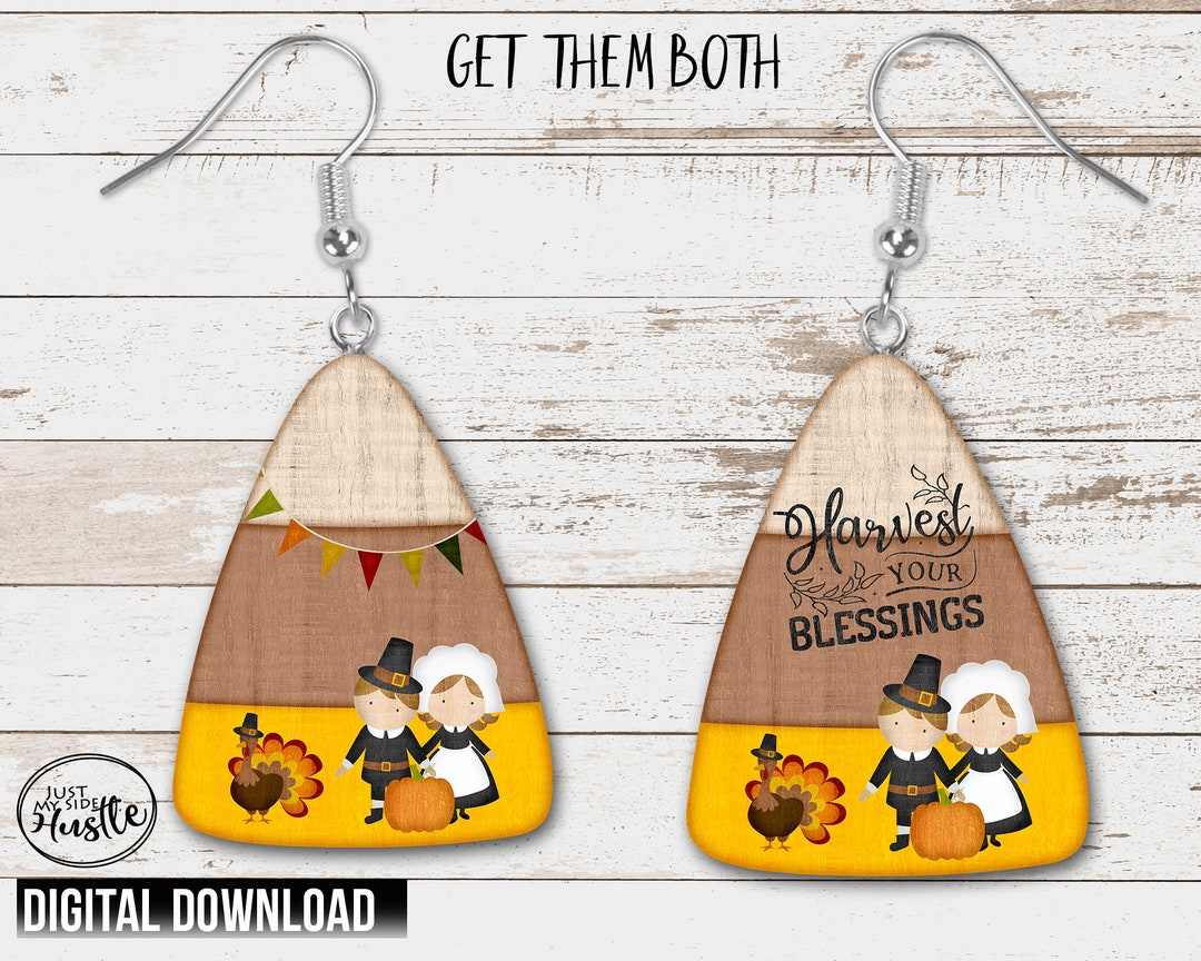 Thanksgiving Candy Corn Bundle Sublimation Designs Earring - Etsy